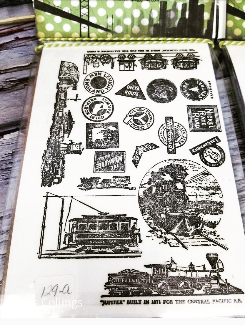 129-a Train and Old Logo Stamp Rubber Stamp Cling Mount Rubber Stamp ...