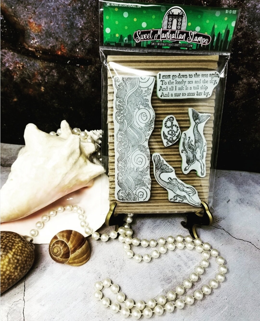 180-b Mermaid Series Stamp Set, Ocean Waves Border Stamp, Anchor ...