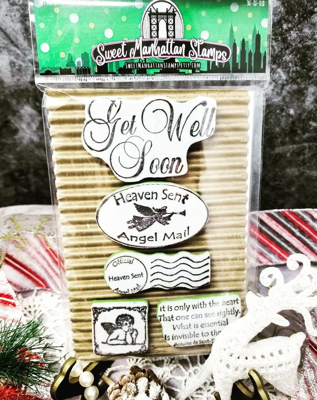 118-a-b Get Well Stamp Set, Heaven Sent/angel Mail Stamp, Official ...