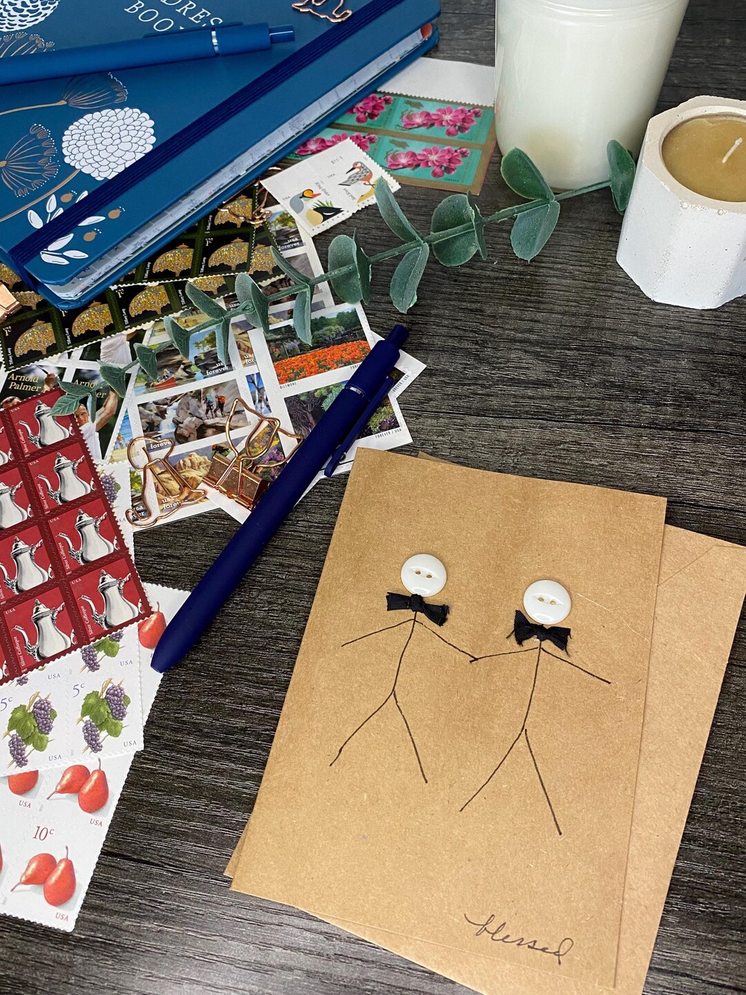 Groom + Groom Stick Figure Wedding Greeting Card - Etsy