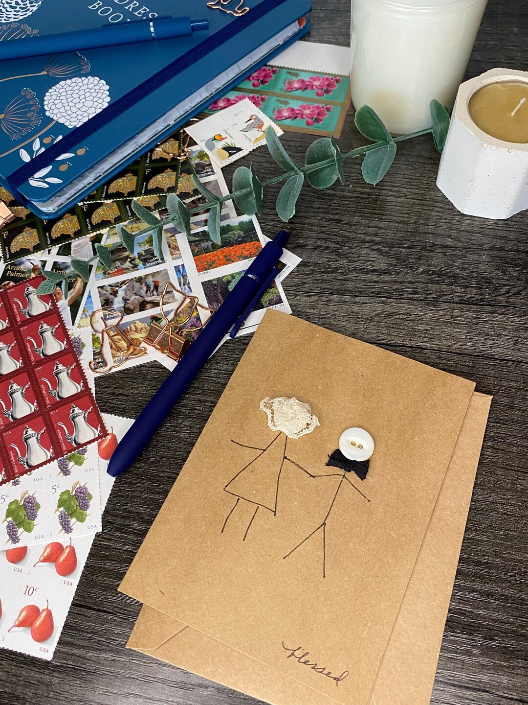 Bride + Groom Stick Figure Greeting Card Blank Inside - Etsy