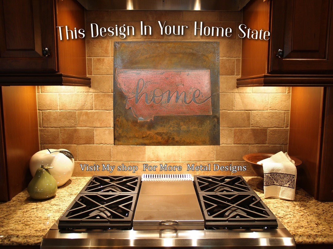 Kitchen Backsplash With Copper State, Rusted Metal Backsplash Tile ...
