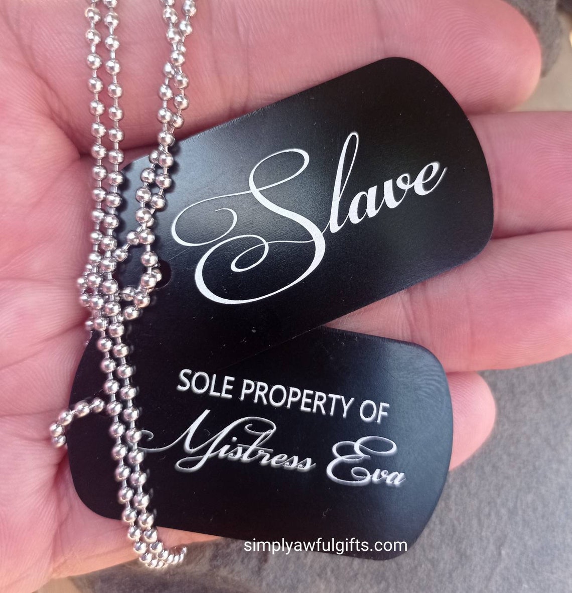 Slave BDSM Tag Property of Slutty Dog Tags dominatrix bondage | Etsy