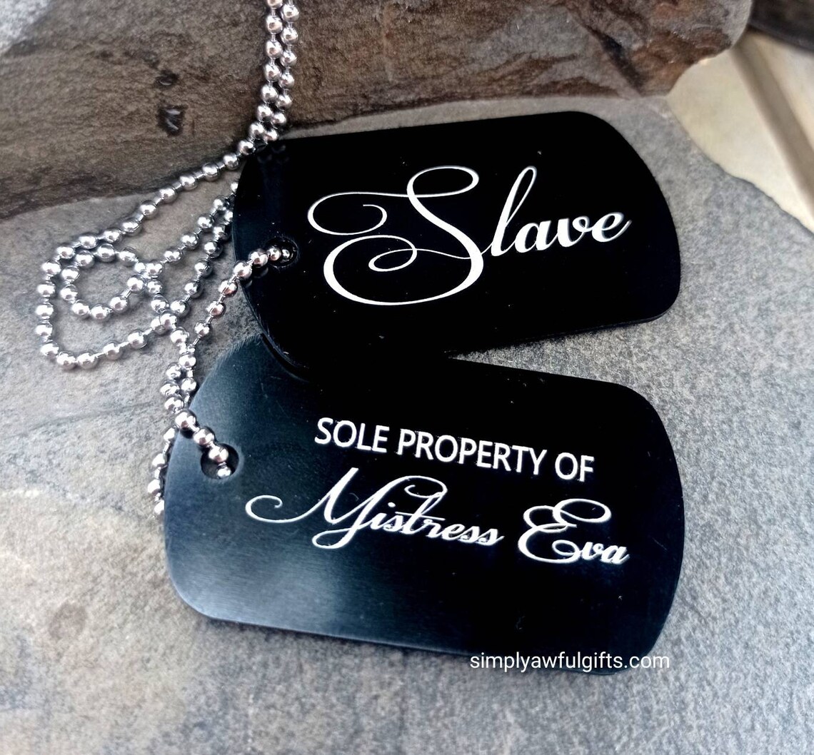Slave BDSM Tag Property of Slutty Dog Tags Dominatrix Bondage - Etsy