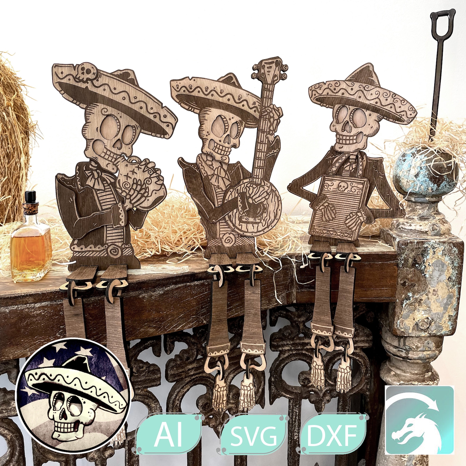 Hillbilly Skeleton Band Figurines: Ideal Gift for Music Lovers ...
