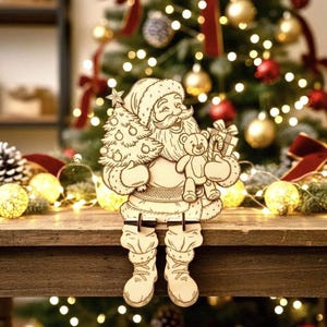 Sitting Santa Trio Laser Cut File Christmas Shelf Sitters Svg, Ai, Dxf ...