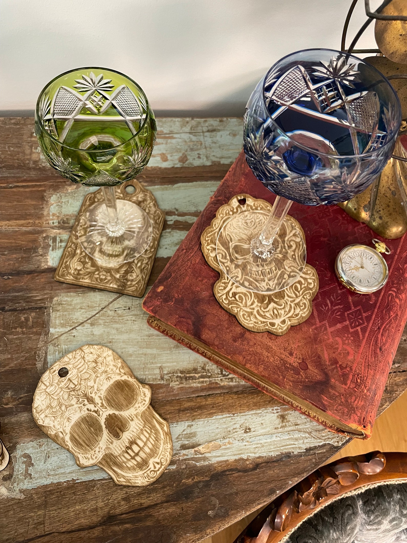 Set of 6 Coasters Skeleton Skull. Dfx, Svg, Laser Cut File Beneficio ...