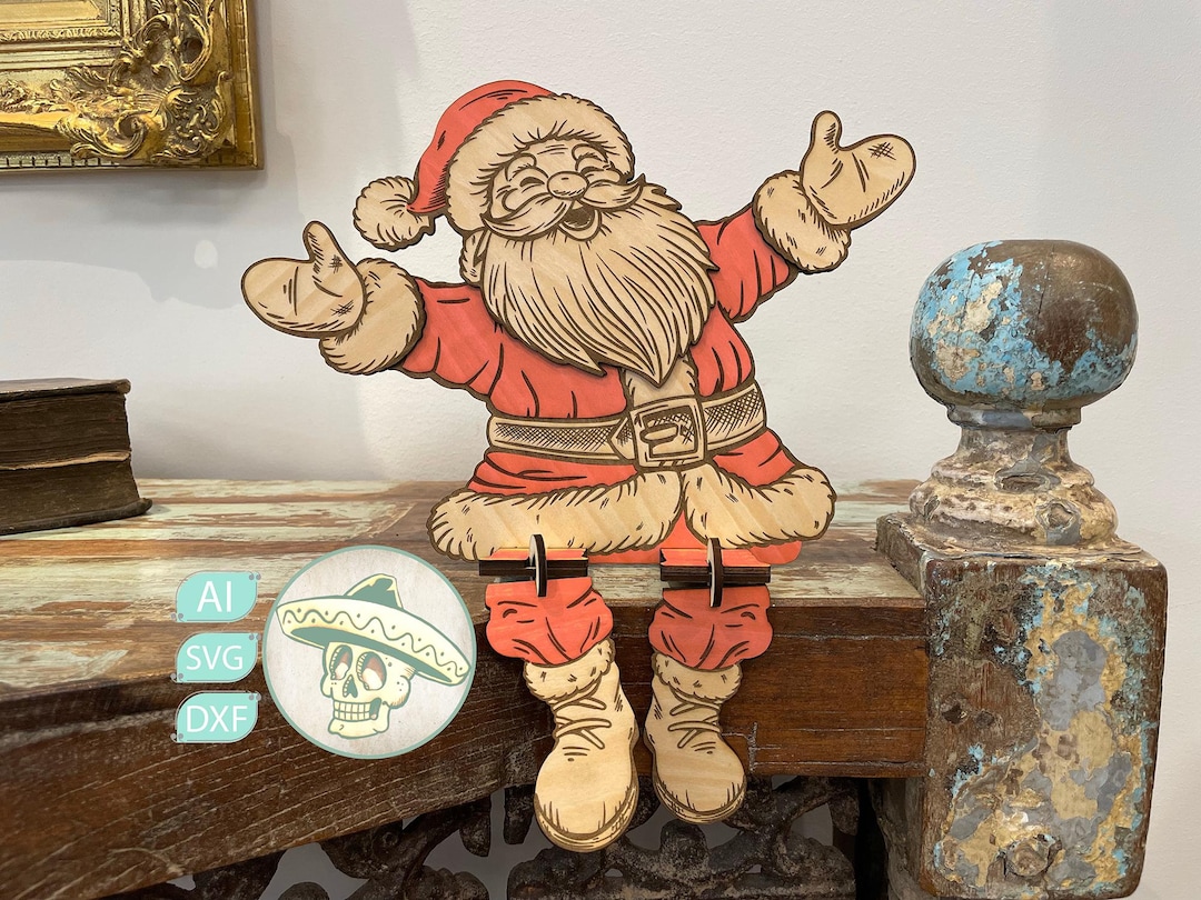 Jolly Santa Claus Laser Cut File - Ready for the Holidays! DIY 3mm Wood ...