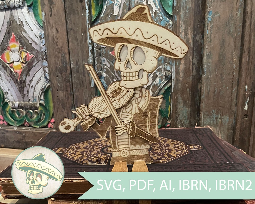 Skull Laser Cut File, Halloween, SVG, Ibrn, Day of the Dead, Mariachi ...