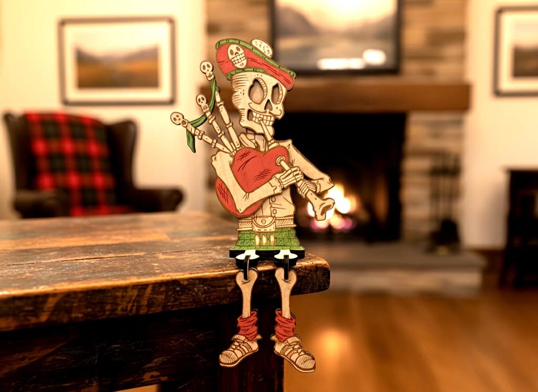 Skeleton Bagpiper Shelf Sitter SVG | Funny Halloween Laser Cut File for ...