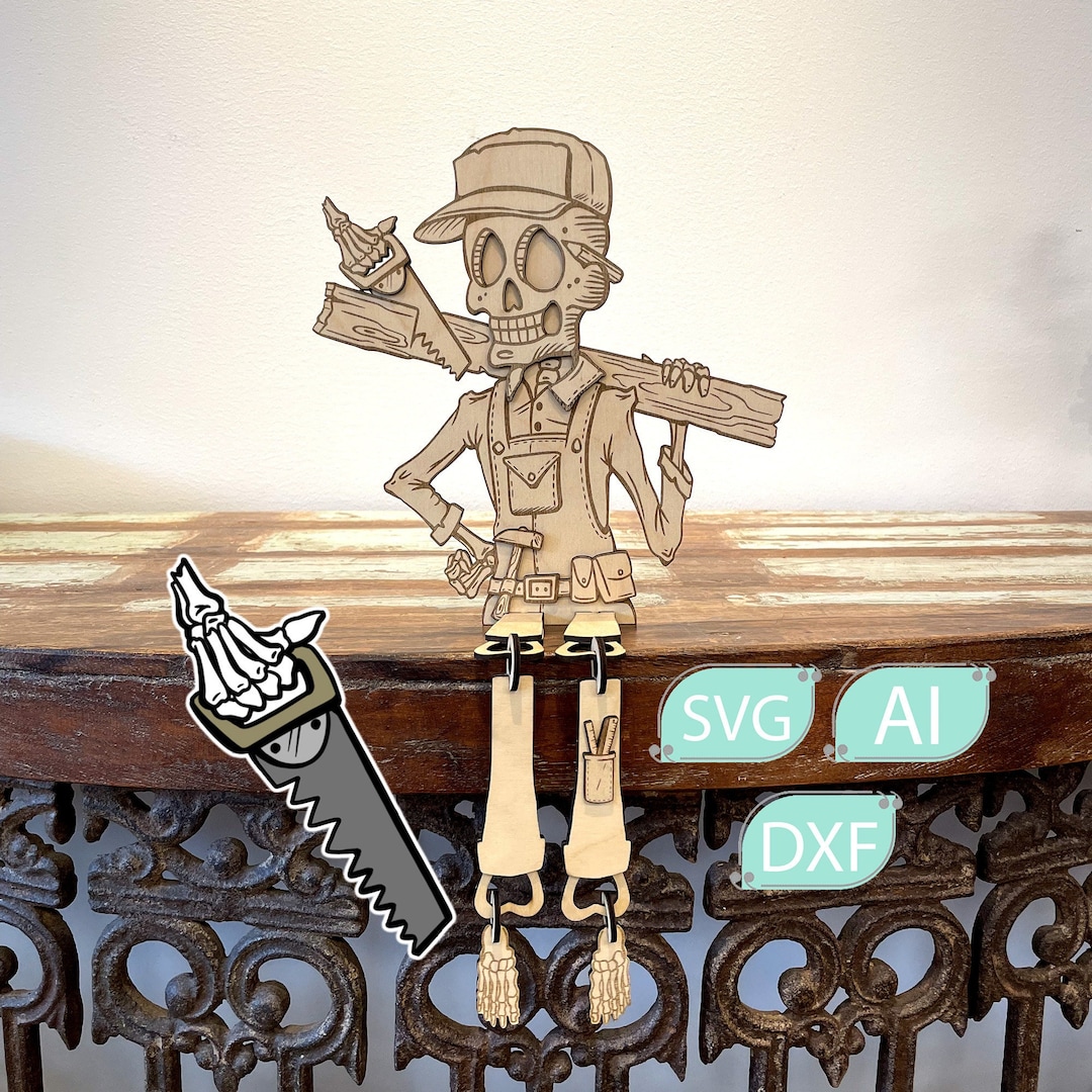 Happy Skeleton Carpenter - Laser Cut File Halloween Xtool D1 Pro ...