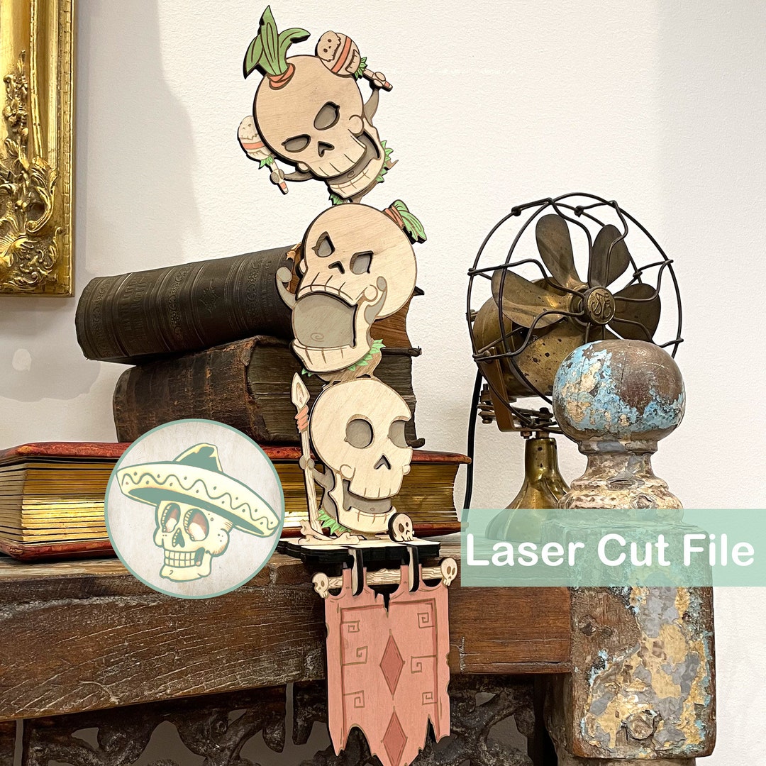 Laser Cut File Voodoo Tribe Skull Skeleton Cartoon Xtool D1 Pro ...