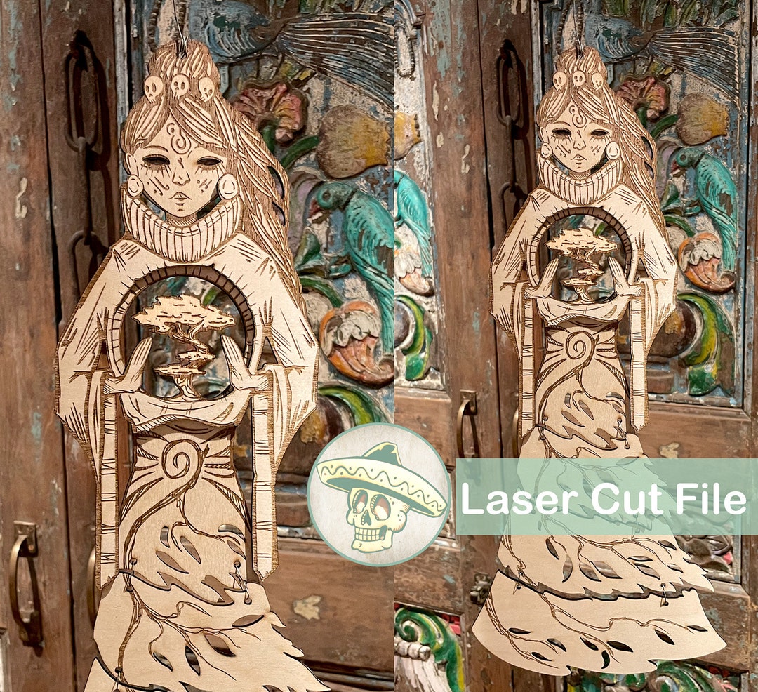 Bonsai Girl Laser Cut Files Gift. Wooden Doll . Muertos Girl. Xtool ...
