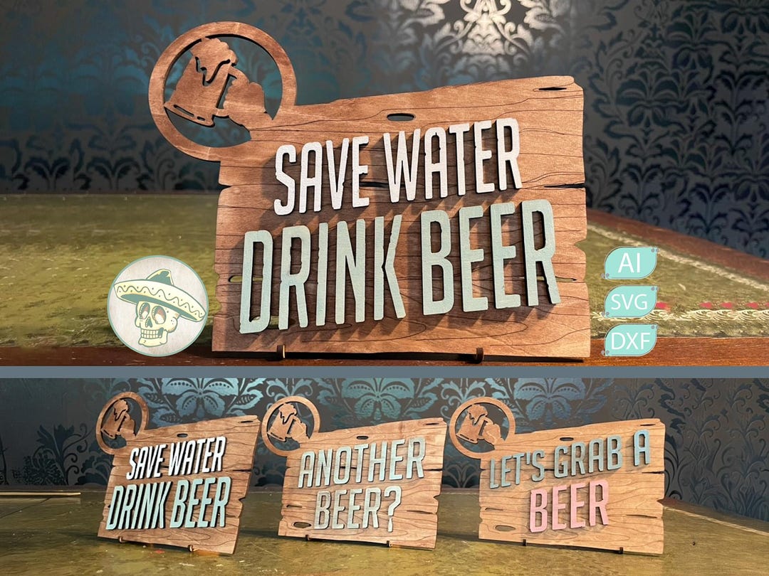 Cheers to Beer! 3-piece Laser Cut Wood Sign Set Lightburn Svg Dxf Xcs ...