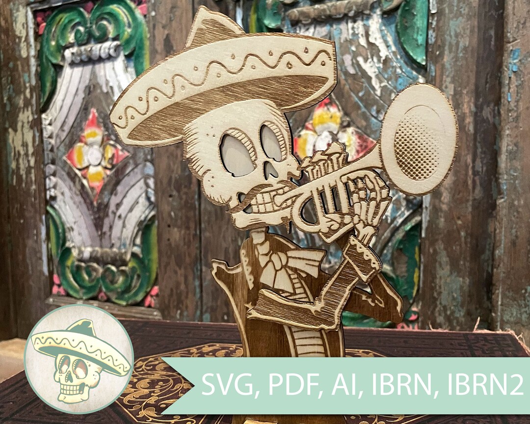 Skeleton Laser Cut File Halloween Mariachi Band Laser Ready Files Xtool ...