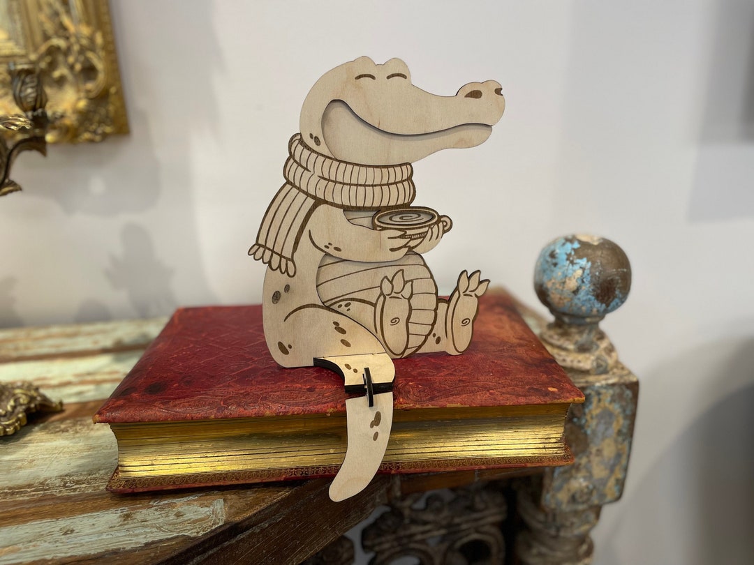 Relaxing Crocodile With Hot Cocoa - Laser Cut File for DIY Home Decor ...