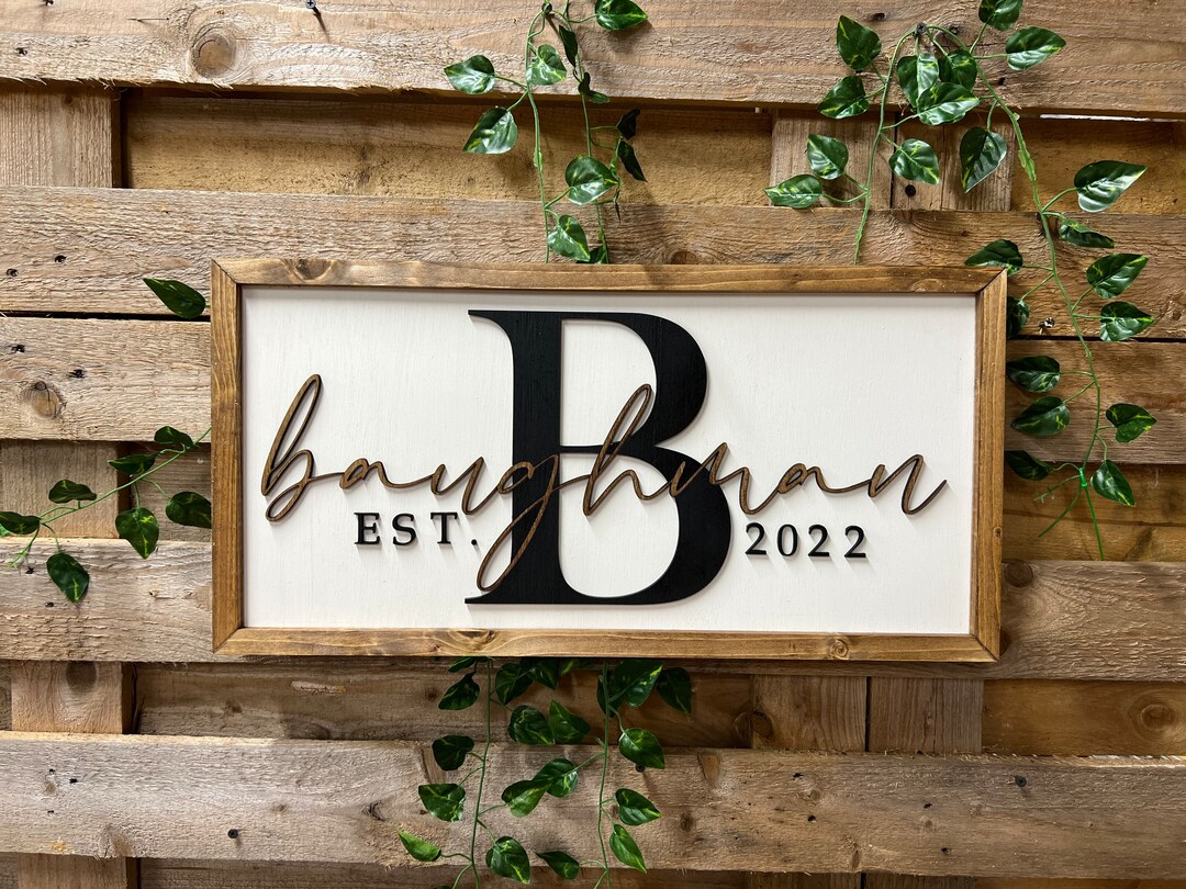 Strikethrough Last Name Sign - Etsy
