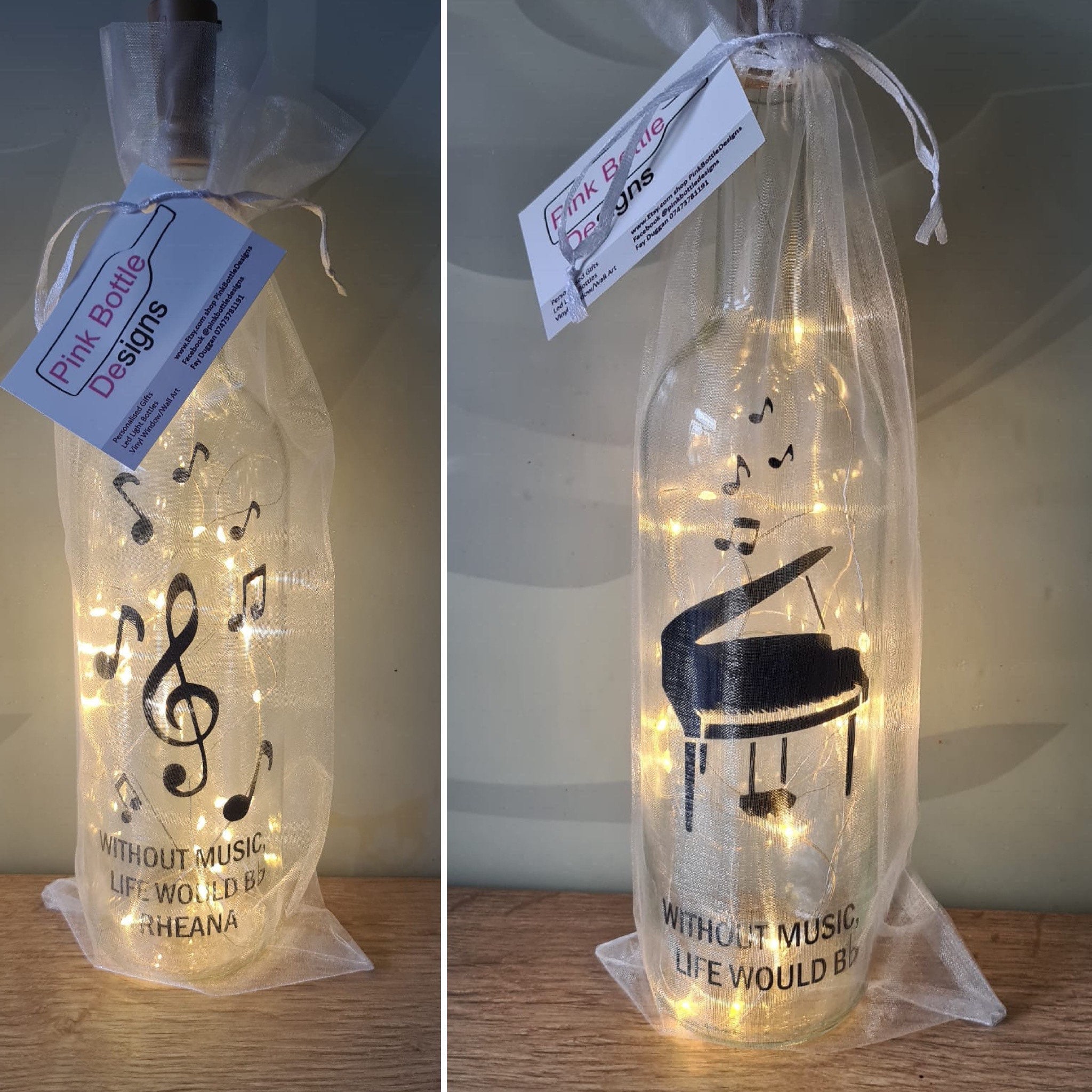 Music Themed LED Light up Bottle. Personalised Musical - Etsy UK