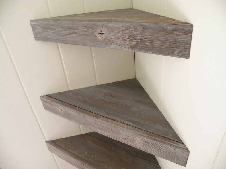 Reclaimed / New Country Rustic Floating Corner Shelf / - Etsy