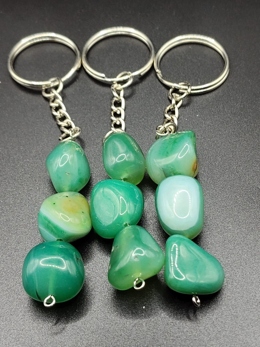 Large Green Agate Keychain - Etsy