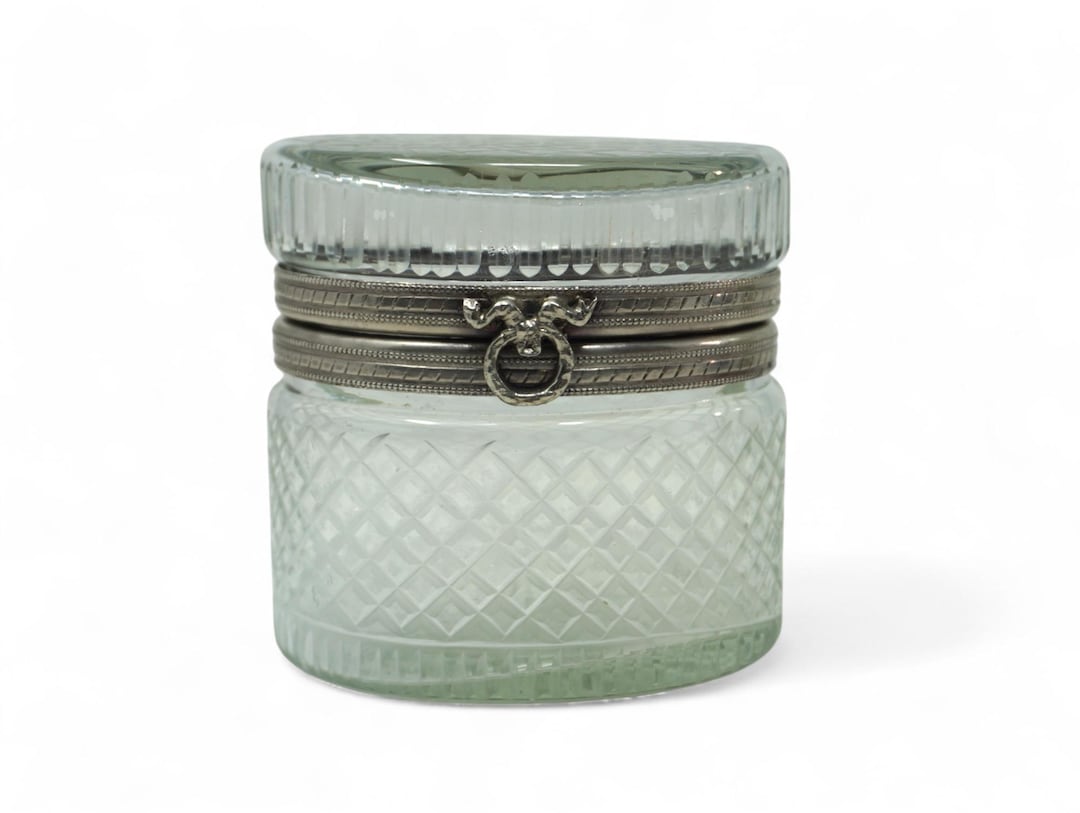 Oval Cut Glass Box: Silver Plated French Empire Style Clasp - Etsy