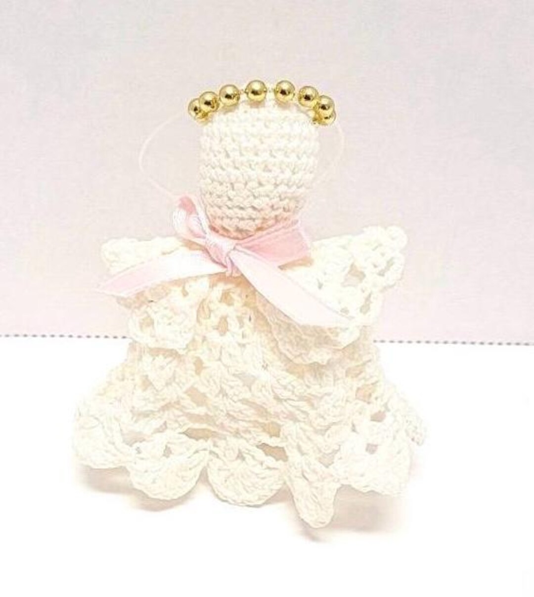 Vintage Crochet Angel Christmas Ornament/starched Crocheted Dress With ...
