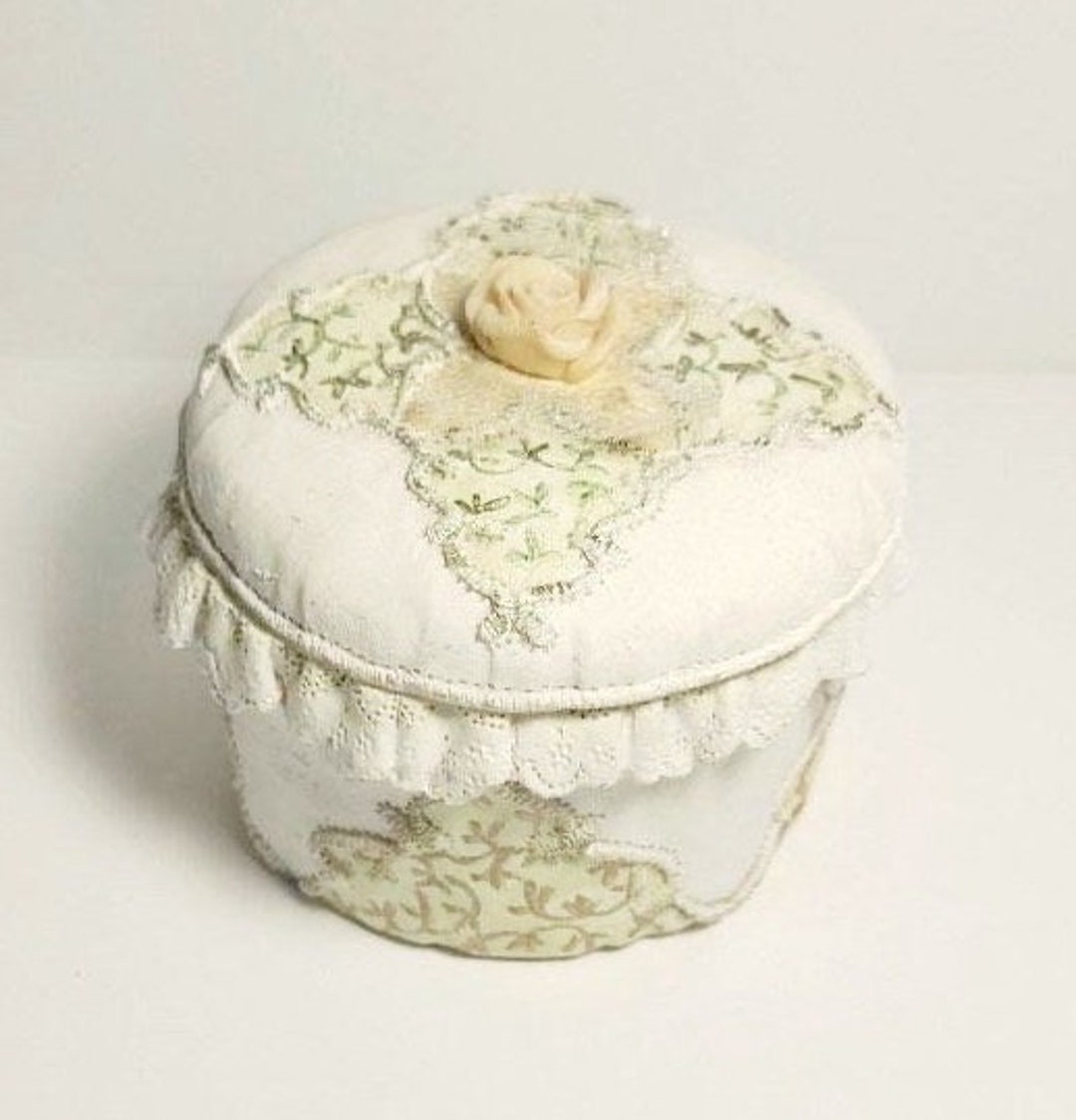 Vintage Faux Lace Victorian Style Face Powder Container Decor/vanity ...