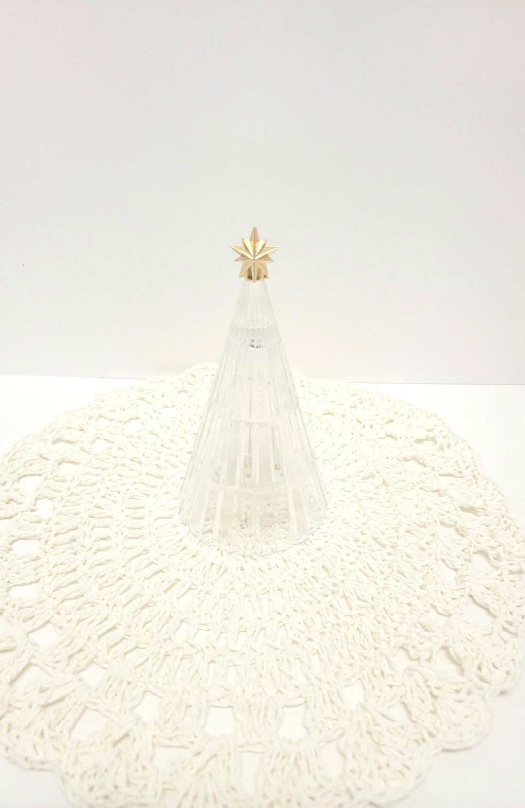 Vintage Crystal Glass Christmas Tree With Gold Star/heavy Weight ...