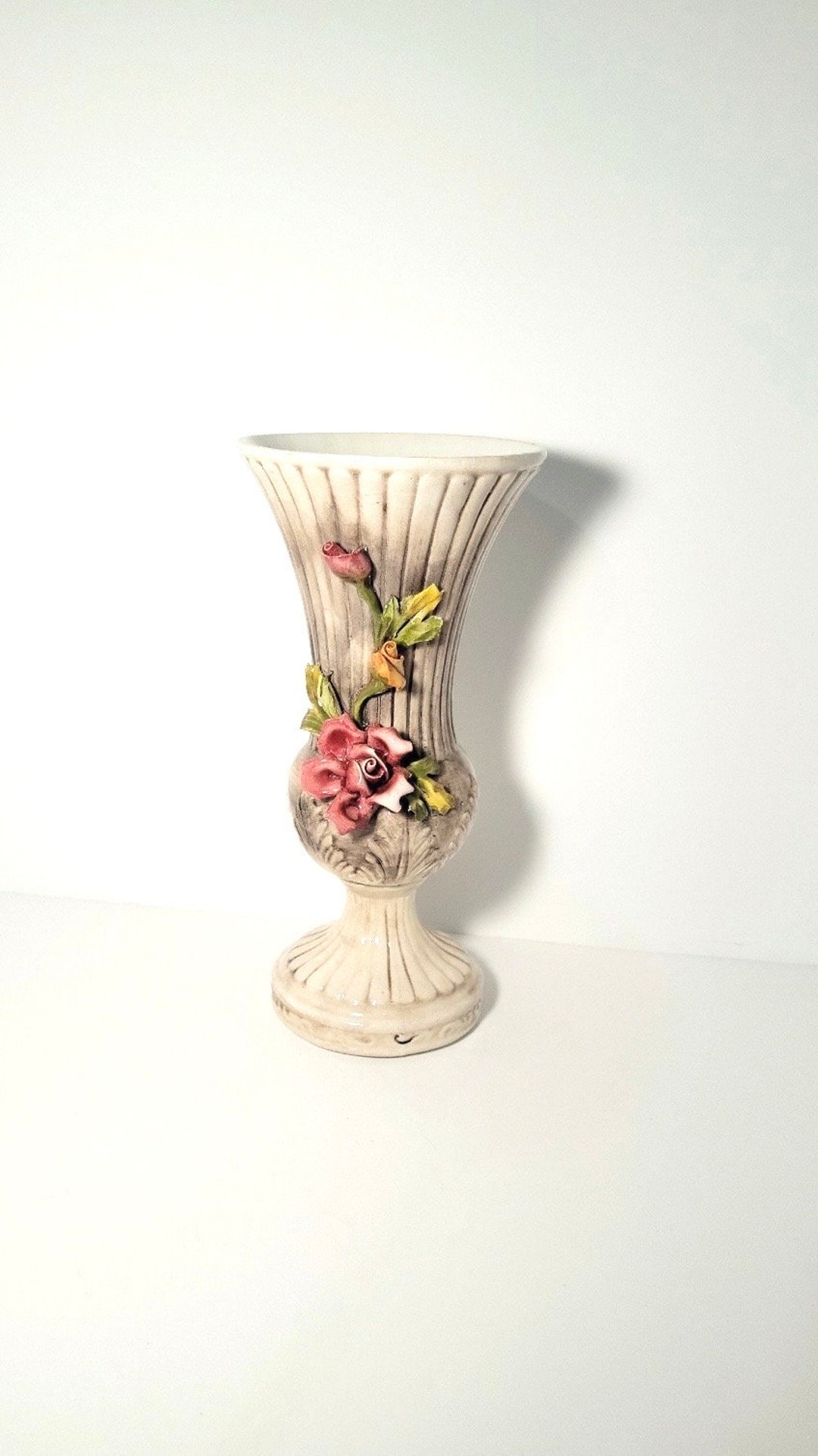 Rare Capodimonte Italian Rose Vase/capodimonte Floral Vase/made in ...