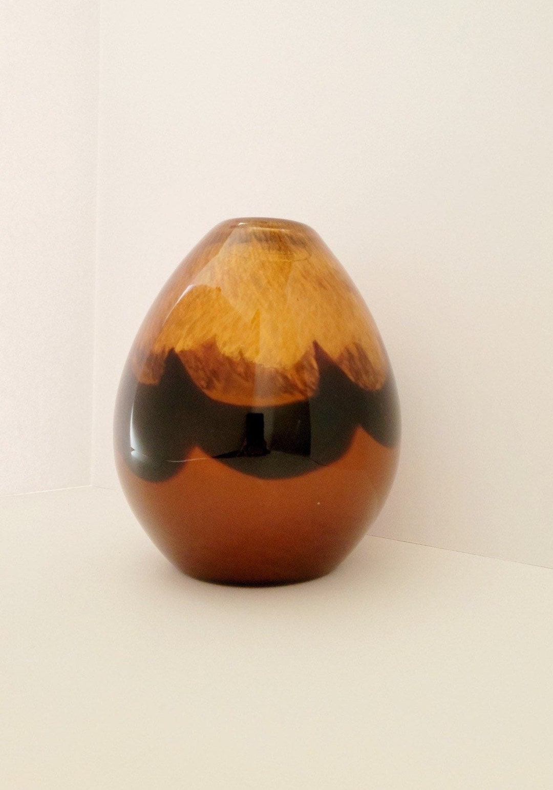 Vintage Alexander Kalifano Art Glass Vase/art Glass/brown/gold/art Deco ...