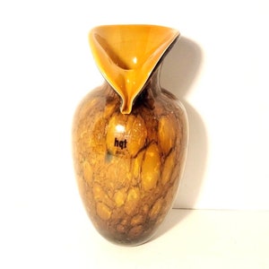 Blown Glass Gold Flecked Vase/amber Art Glass Vase/tortoiseshell Vase ...