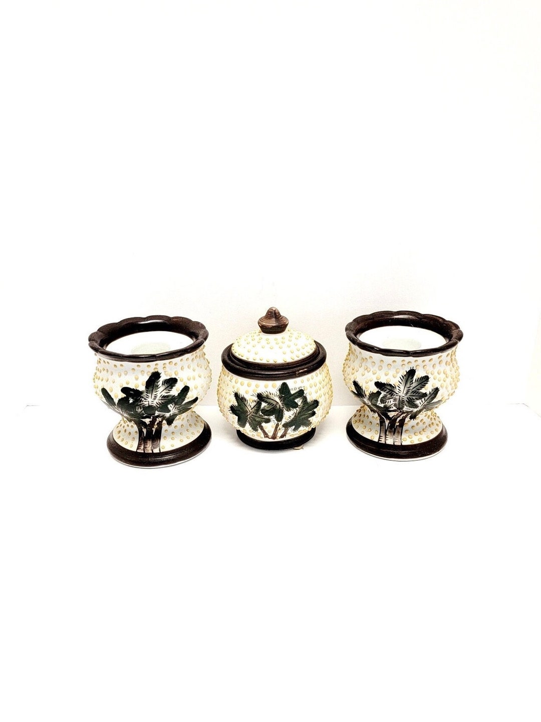 Palm Tree Candle Sticks Canister Set/candle Stick Holders/canister ...