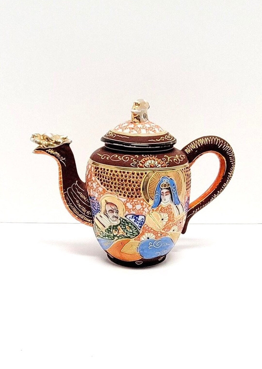 Vintage Asian Dragon Teapot/hand Painted Teapot/gold Accents/asian ...