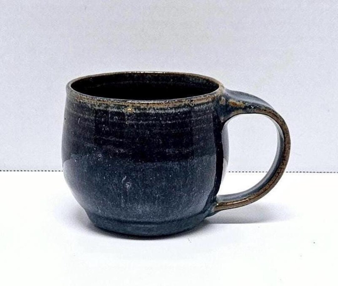 Handmade Signed Glazed Pottery Mug/artist Initials/blue & Brown/glazed ...