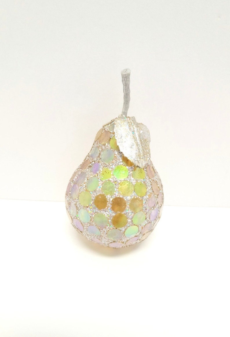 Vintage Iridescent Mosaic Mirror Pear/christmas Decor/yellow/green ...