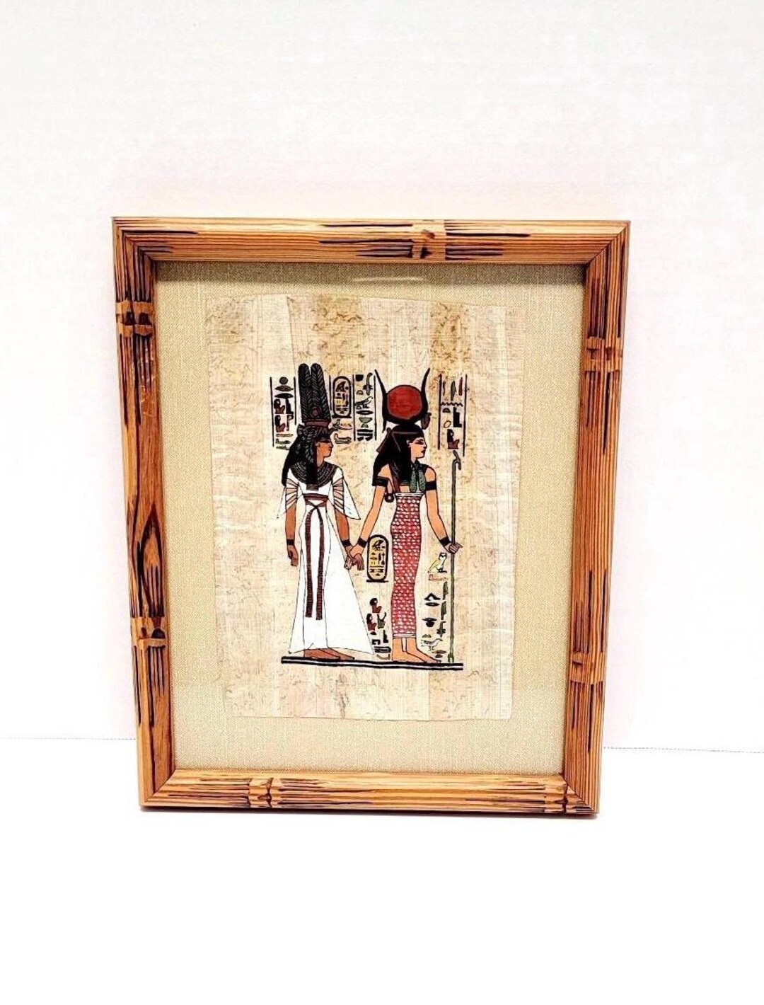 Ancient Egyptian Papyrus Painting Isis & Queen Nefertari Hand Painted ...