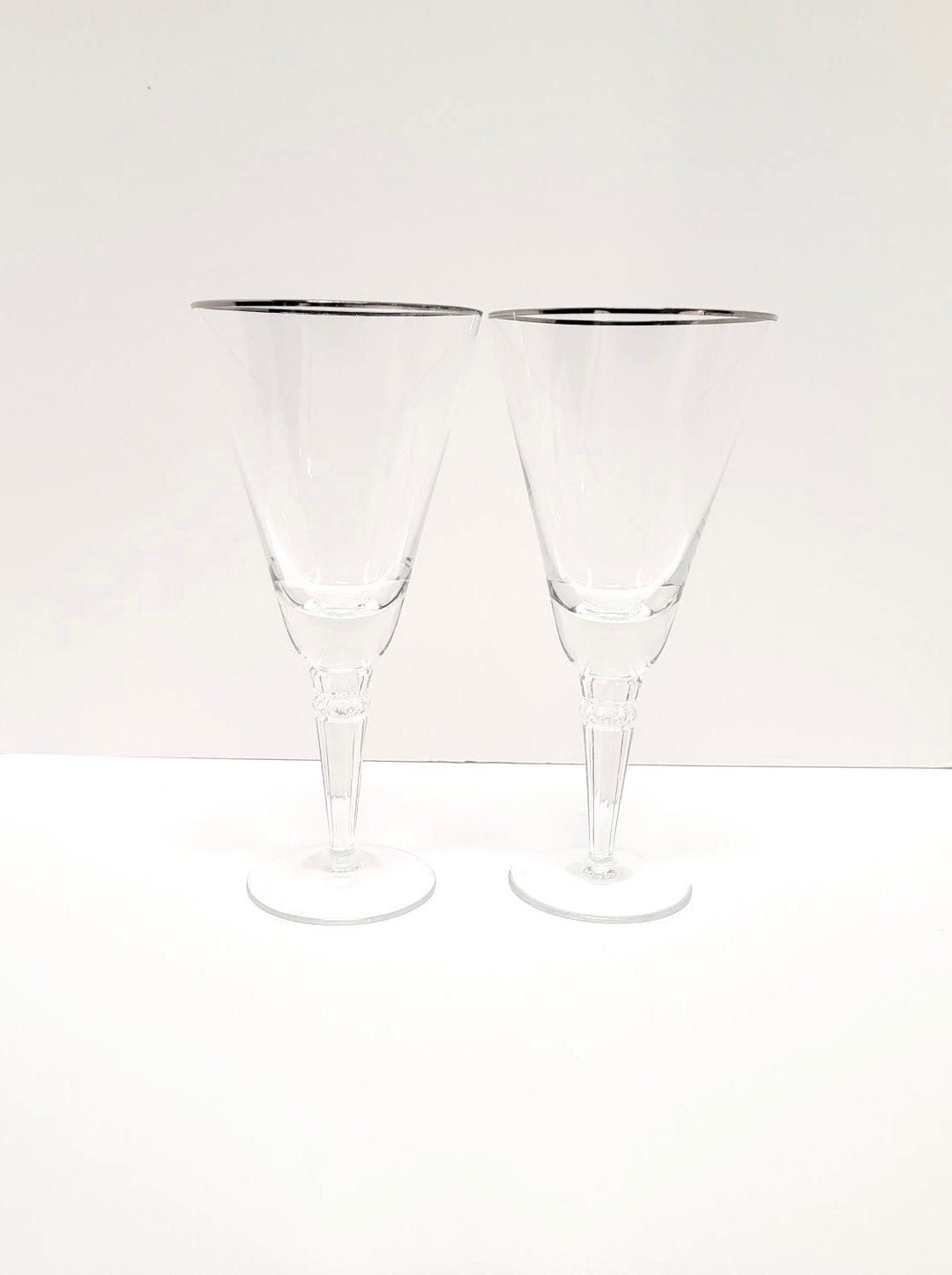 Lenox Crystal Silver Rim Glasses/clear With Silver Rim/crystal Glasses ...