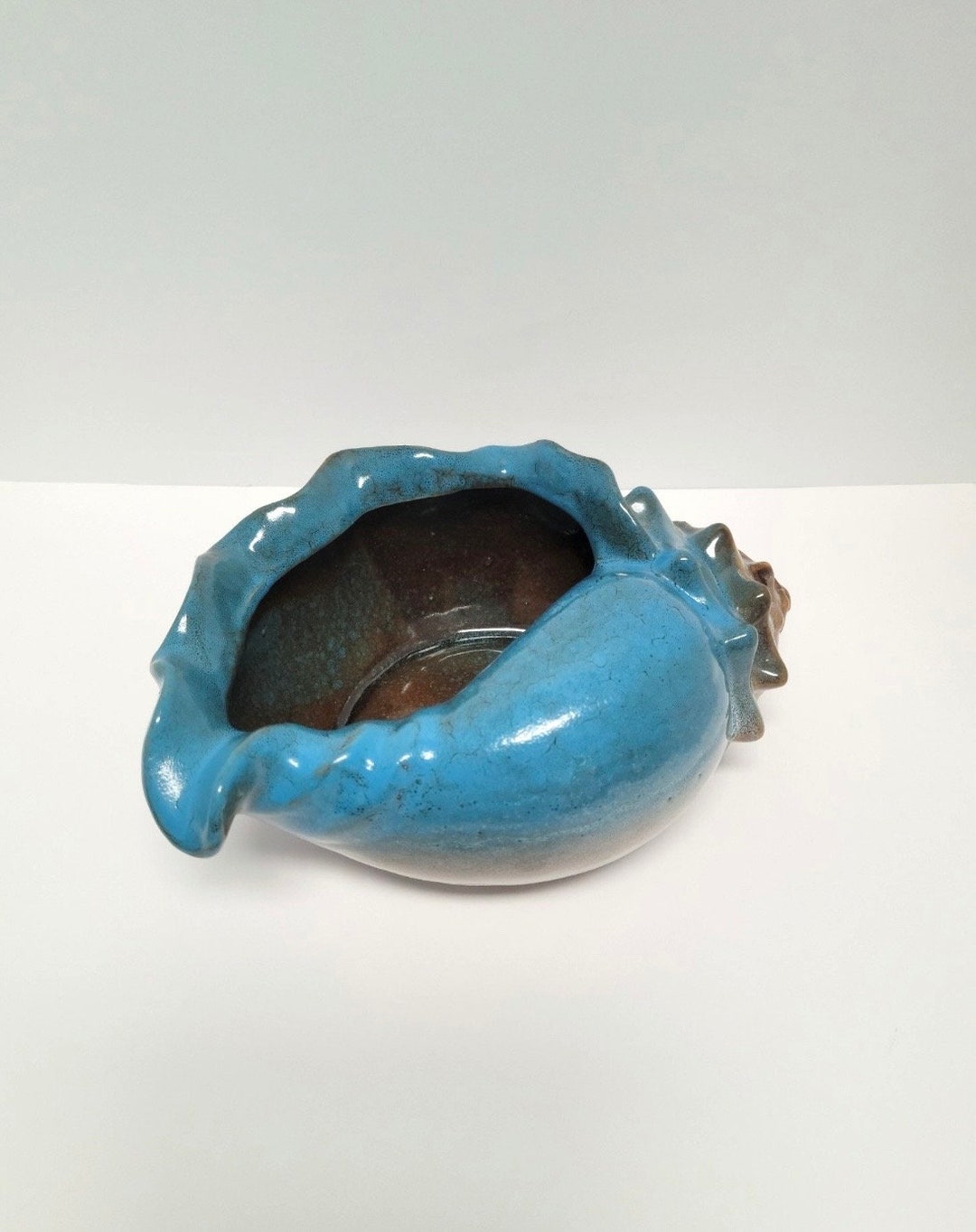 Vintage Large Conch Shell Planter/glazed Pottery Planter/coastal ...