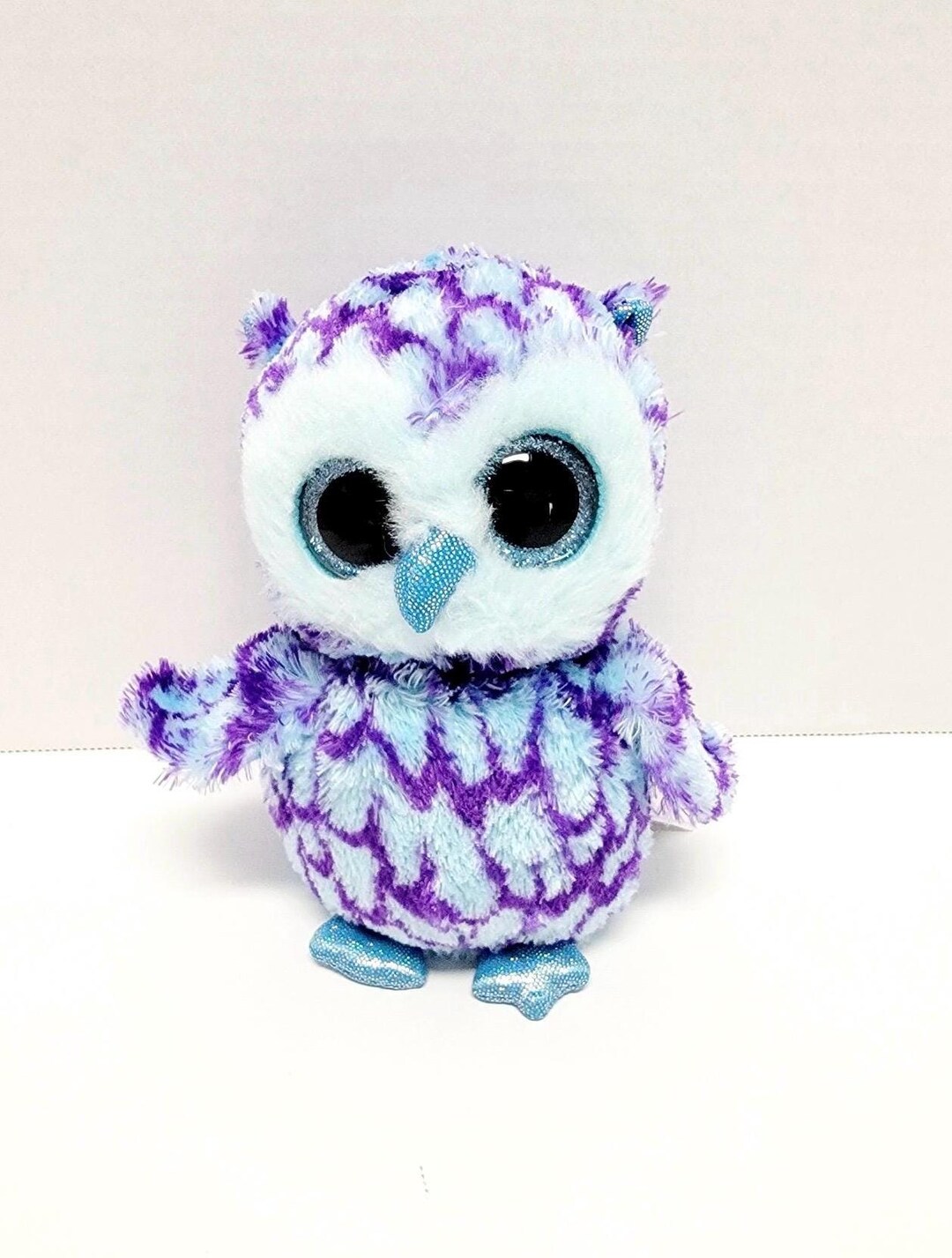 Ty Beanie Boo Oscar Owl Plush/purple/blue/glitter Eyes/blue Sparkly ...