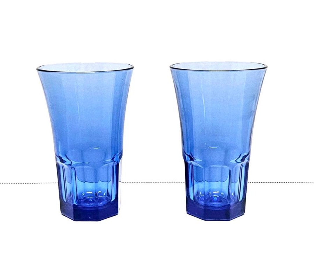 Vintage Libbey Cobalt Blue Glasses/cobalt Blue Tumblers/octagon Base ...
