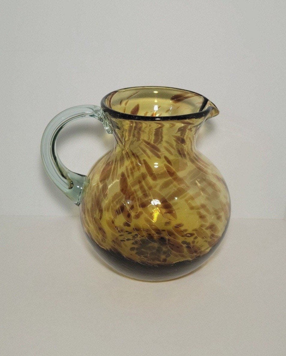 Vintage Tortoise Blown Glass Pitcher/large/art Glass - Etsy