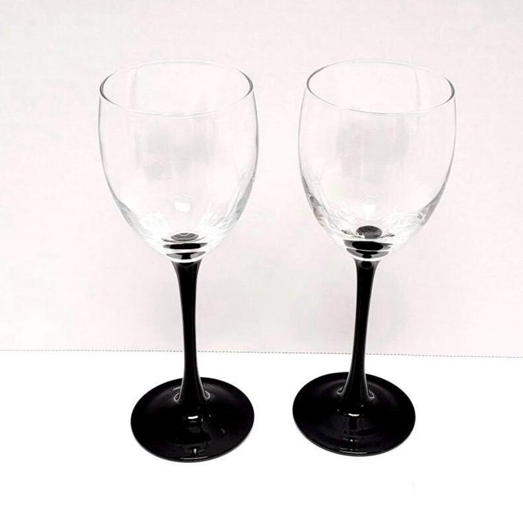 Luminarc France Black Stemmed Wine Glasses/marked France/barware/wine ...