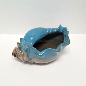Vintage Large Conch Shell Planter/glazed Pottery Planter/coastal ...