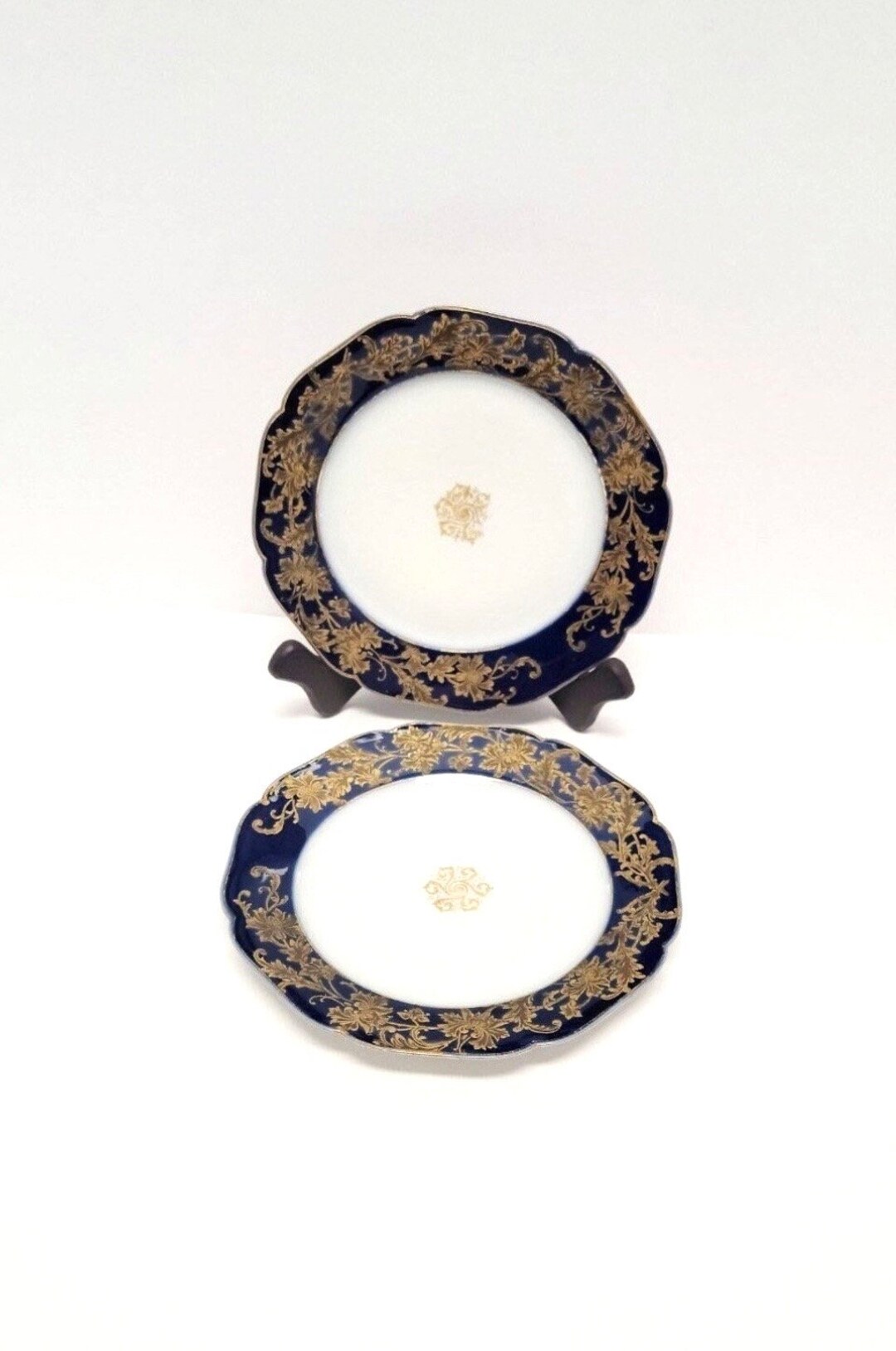 Vintage Heinrich Germany Plate Set/vintage Shreve Gold Blue Plates ...