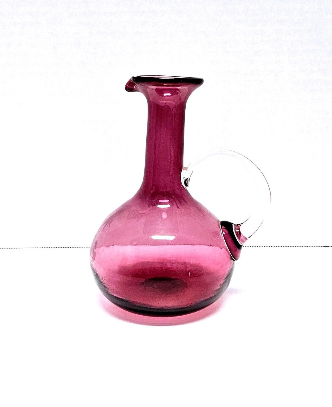 Vintage Cranberry Glass Pitcher With Clear Handle/pitcher/glass Pitcher ...