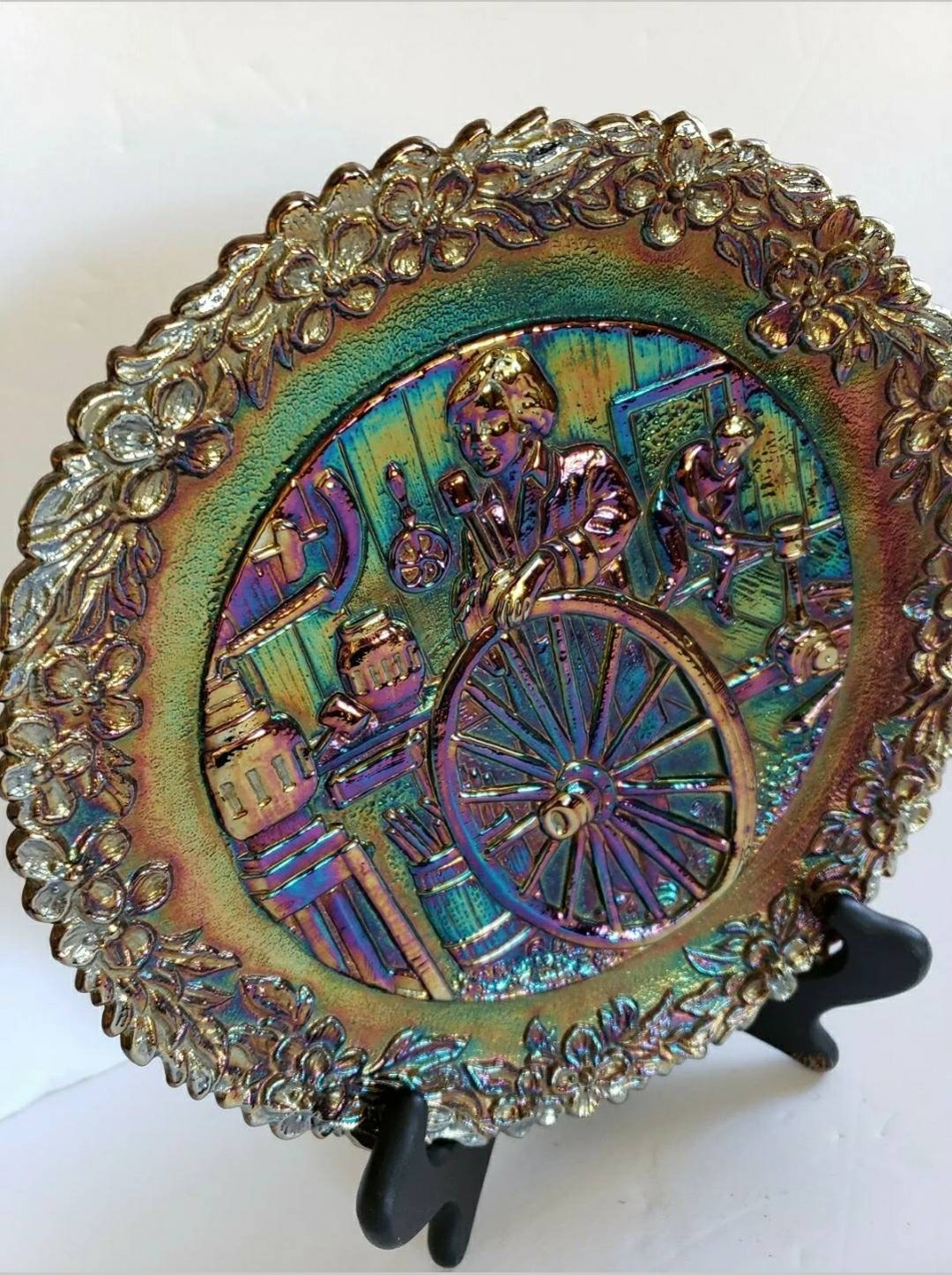 Early Colonial Wheel Fenton Blue Carnival Collector's - Etsy