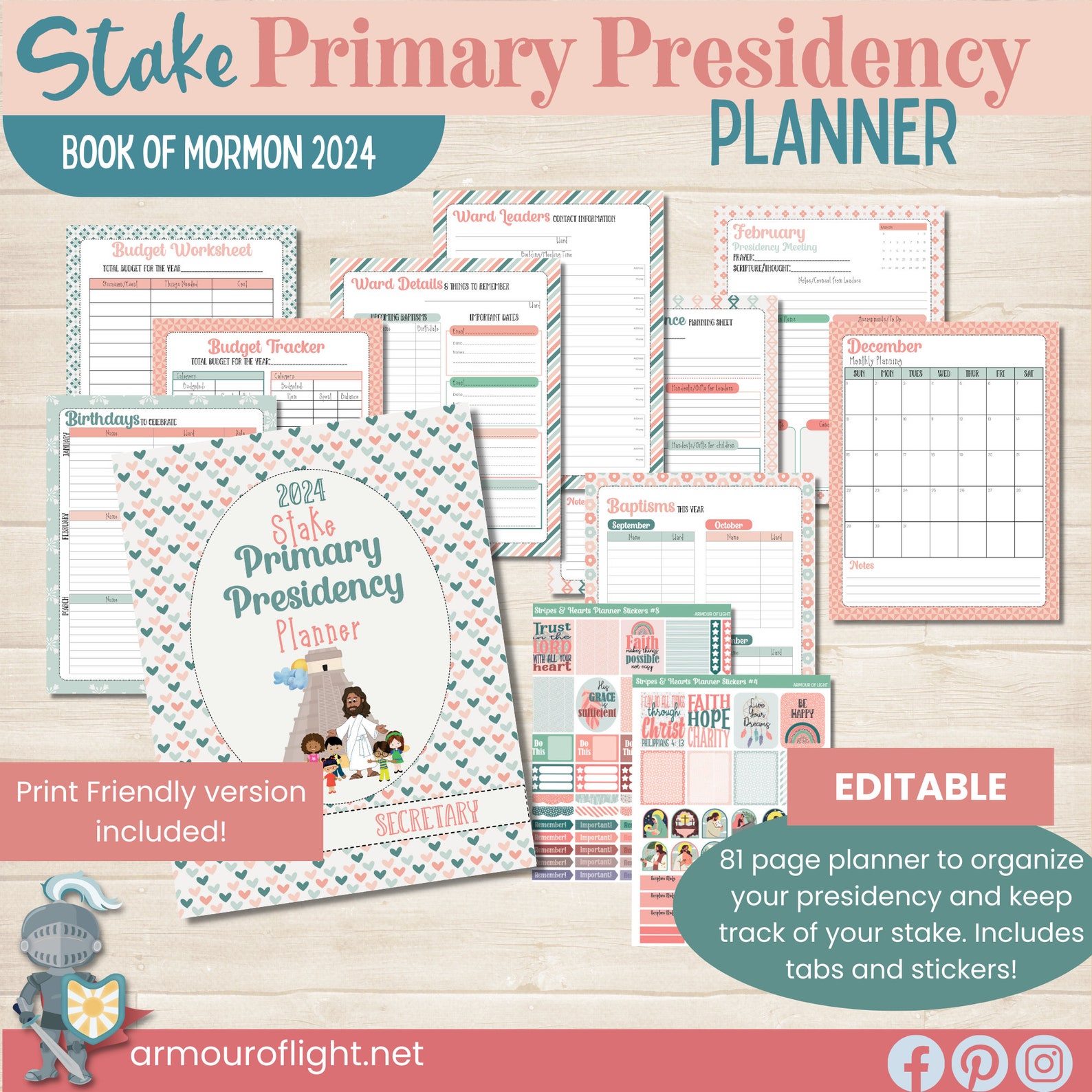 2024 STAKE Primary Presidency Planner, LDS Primary Planner Bundle, Come ...
