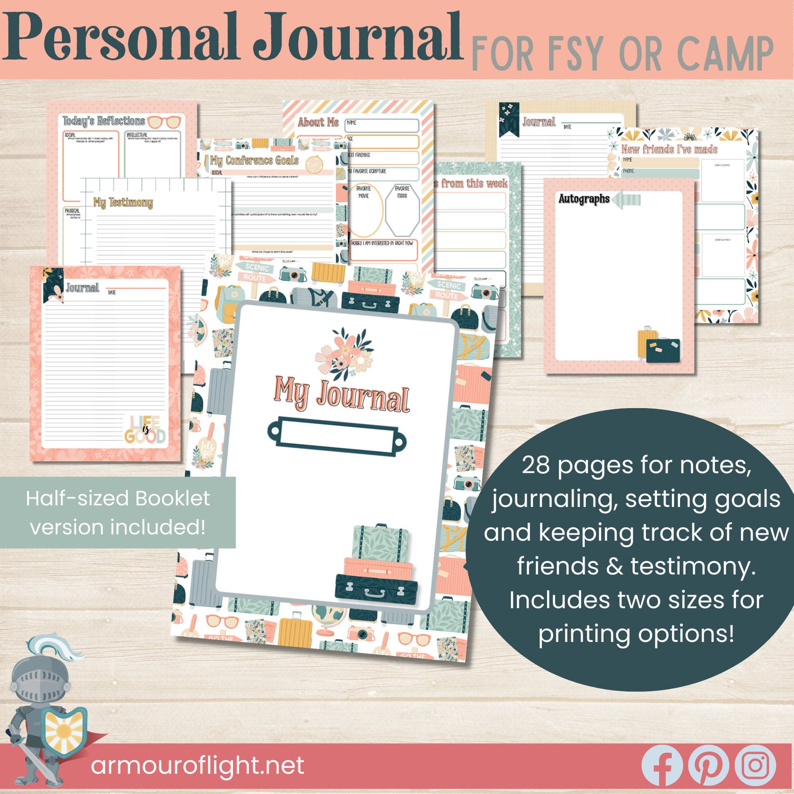 Young Women's Journal, LDS Girl's Camp Journal, FSY Notebook, Printable ...