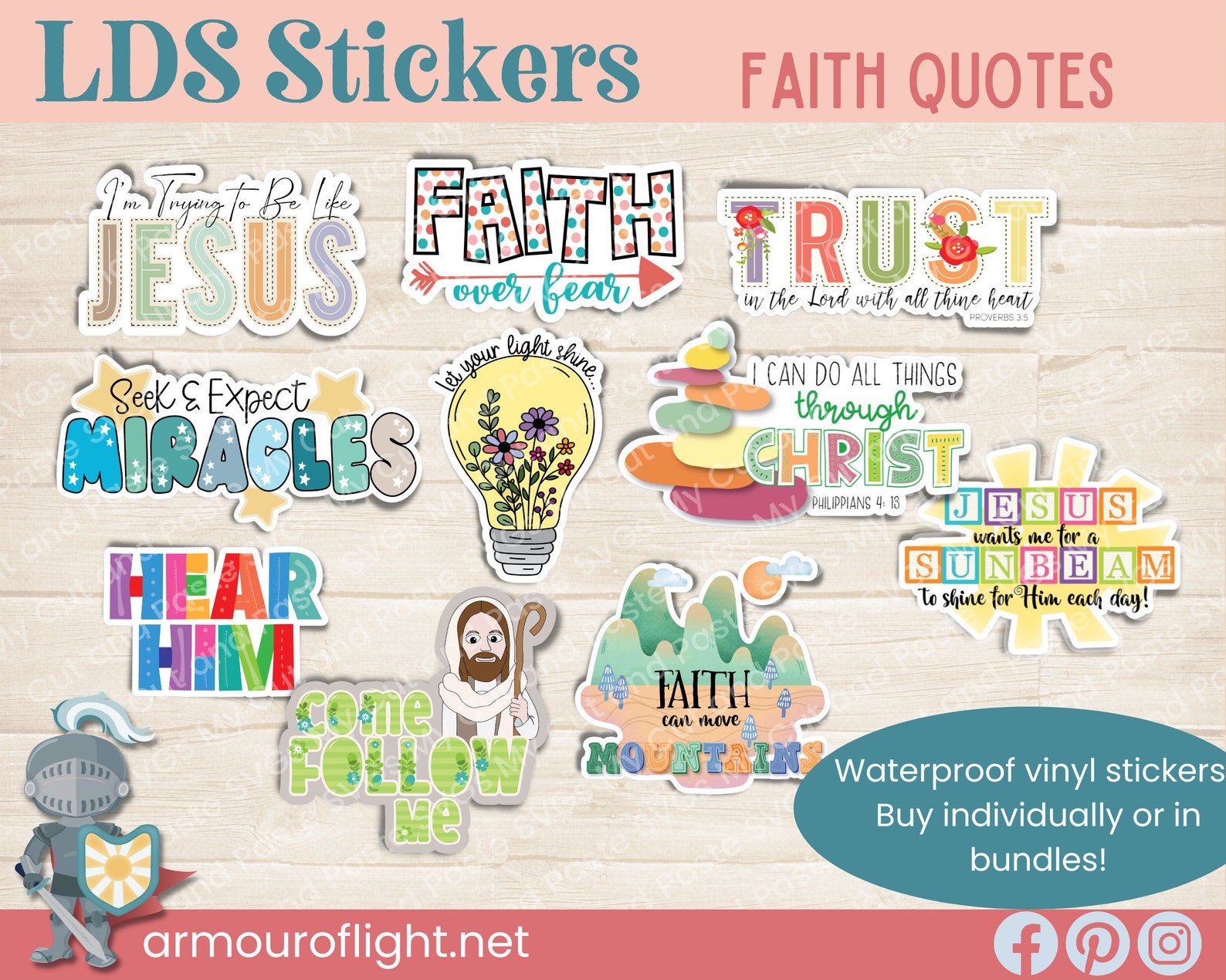 LDS Young Women Stickers, LDS Inspirational Quotes, Faith Sticker Pack ...