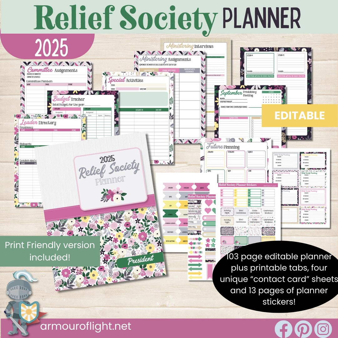 2025 LDS Relief Society Planner, RS Presidency Binder, Relief Society ...